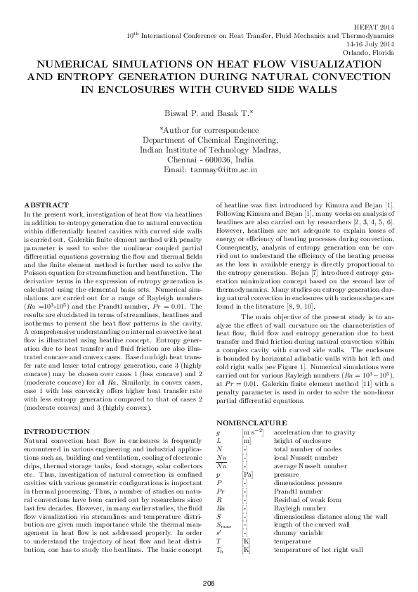 Pdf Numerical Simulations On Heat Flow Visualization And Entropy