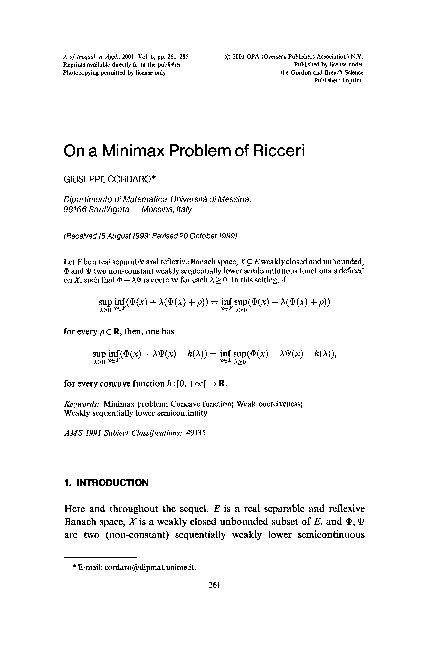 (PDF) On a minimax problem of ricceri