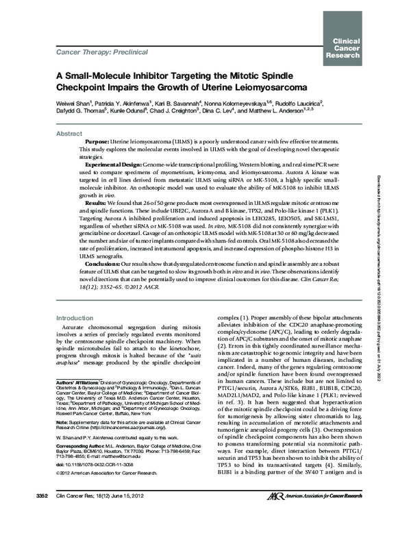 (PDF) A Small-Molecule Inhibitor Targeting the Mitotic Spindle ...
