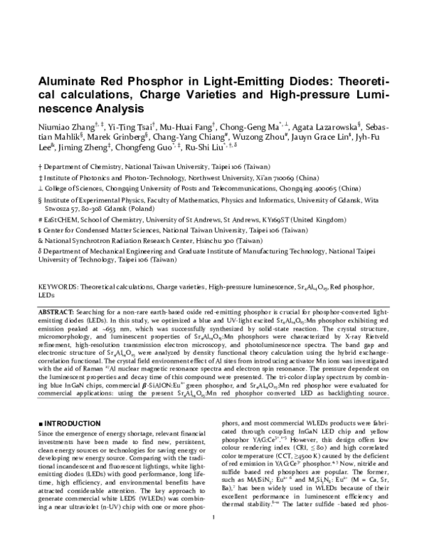 (PDF) Aluminate Red Phosphor in Light-Emitting Diodes: Theoretical Calculations, Charge ...