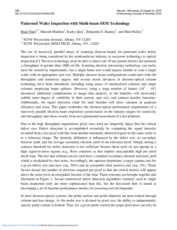 (PDF) Patterned Wafer Inspection with Multi-beam SEM Technology