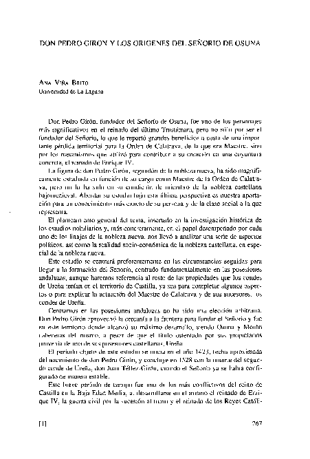 (PDF) Don Pedro Girón y los orígenes del señorío de Osuna