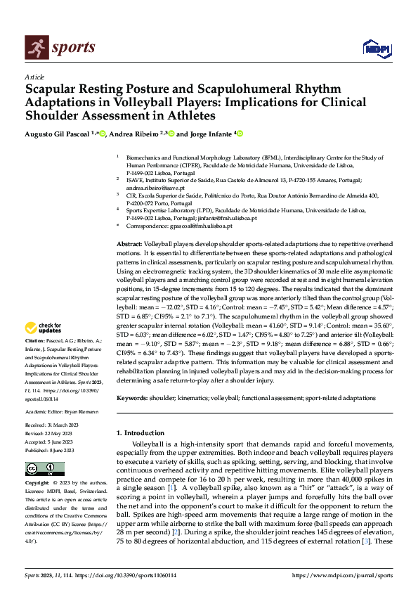 (PDF) Scapular Resting Posture and Scapulohumeral Rhythm Adaptations in ...