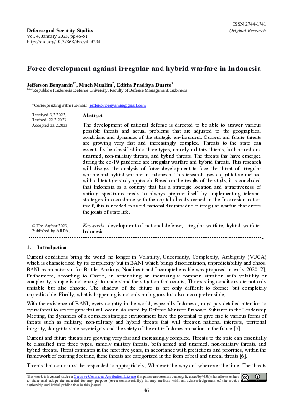 (PDF) Force development against irregular and hybrid warfare in Indonesia