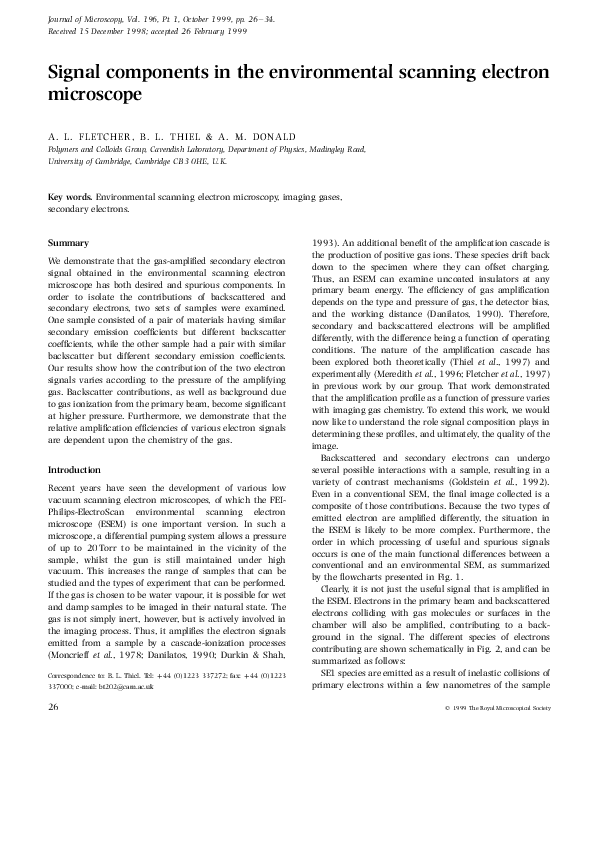 (PDF) Signal components in the environmental scanning electron microscope