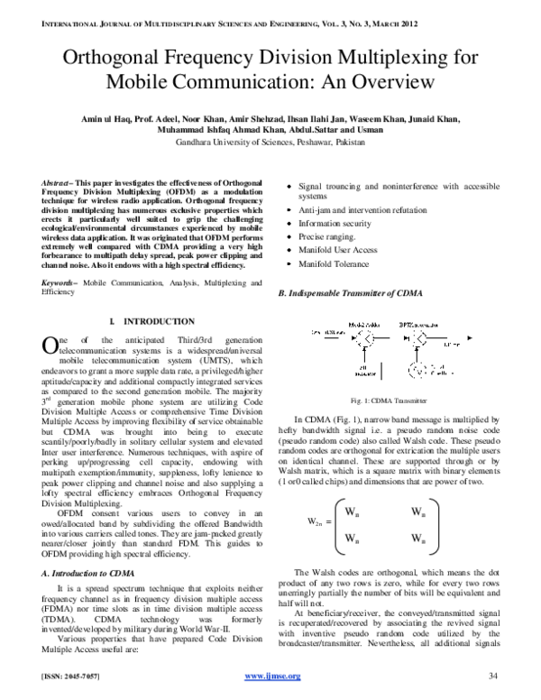 (PDF) Orthogonal Frequency Division Multiplexing for Mobile Communication: An Overview | Ishfaq ...