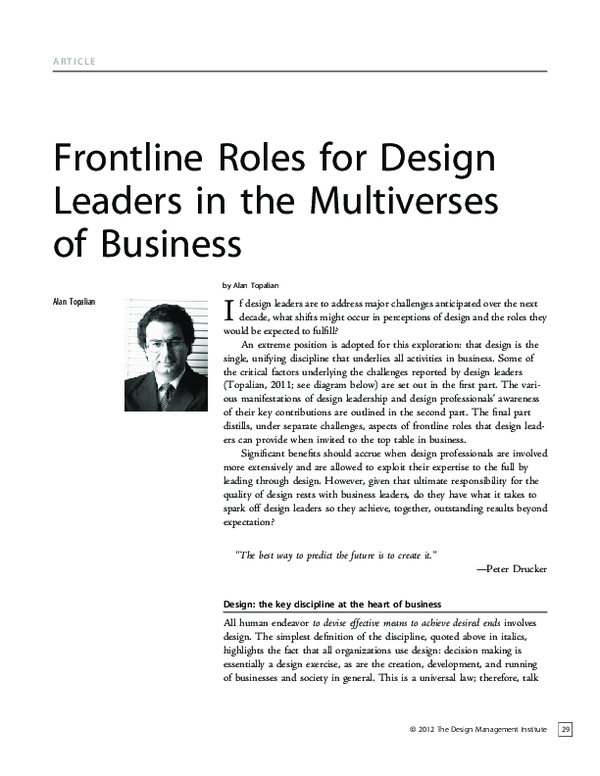 (PDF) Frontline Roles for Design Leaders in the Multiverses of Business