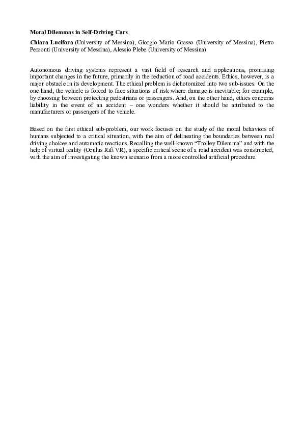 (PDF) Moral dilemmas in self-driving cars