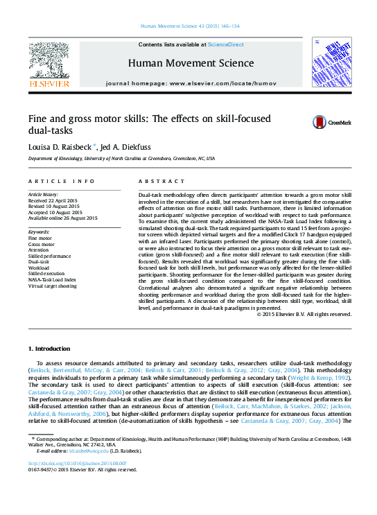 (PDF) Fine and gross motor skills: The effects on skill-focused dual ...