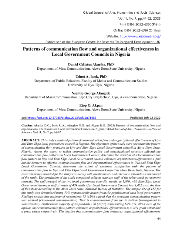 (PDF) Patterns of communication flow and organizational effectiveness ...