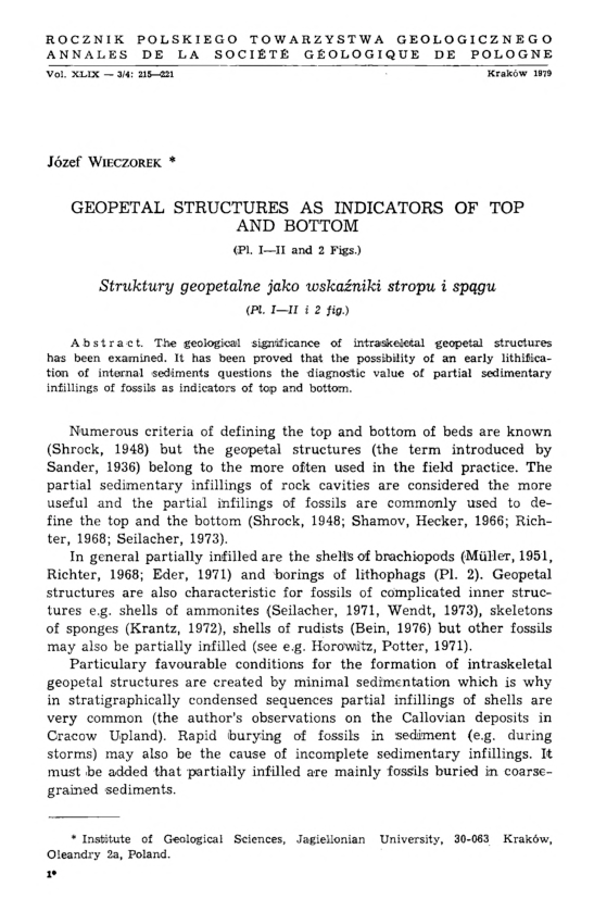 (PDF) Geopetal structures as indicators of top and bottom