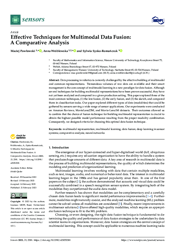 (PDF) Effective Techniques for Multimodal Data Fusion: A Comparative Analysis