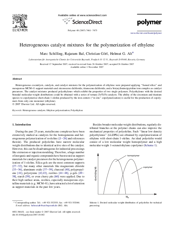 (PDF) Heterogeneous catalyst mixtures for the polymerization of ethylene