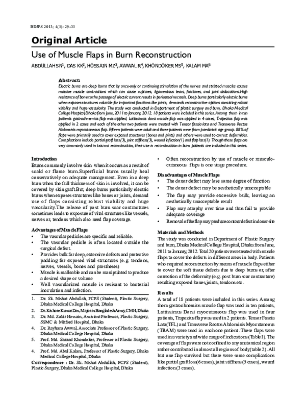 (PDF) Use of Muscle Flaps in Burn Reconstruction