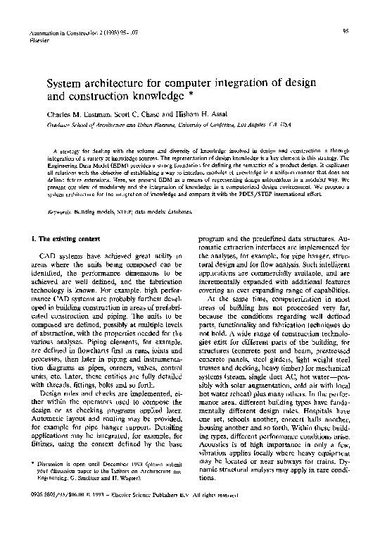 (PDF) System architecture for computer integration of design and construction knowledge