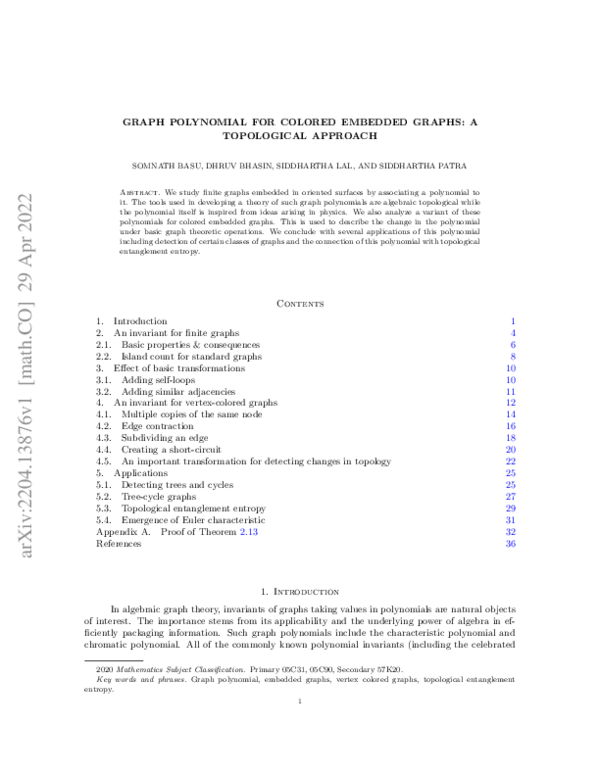 (PDF) Graph Polynomial for Colored Embedded Graphs: A Topological Approach