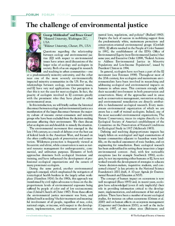 (PDF) The Challenge of Environmental Justice