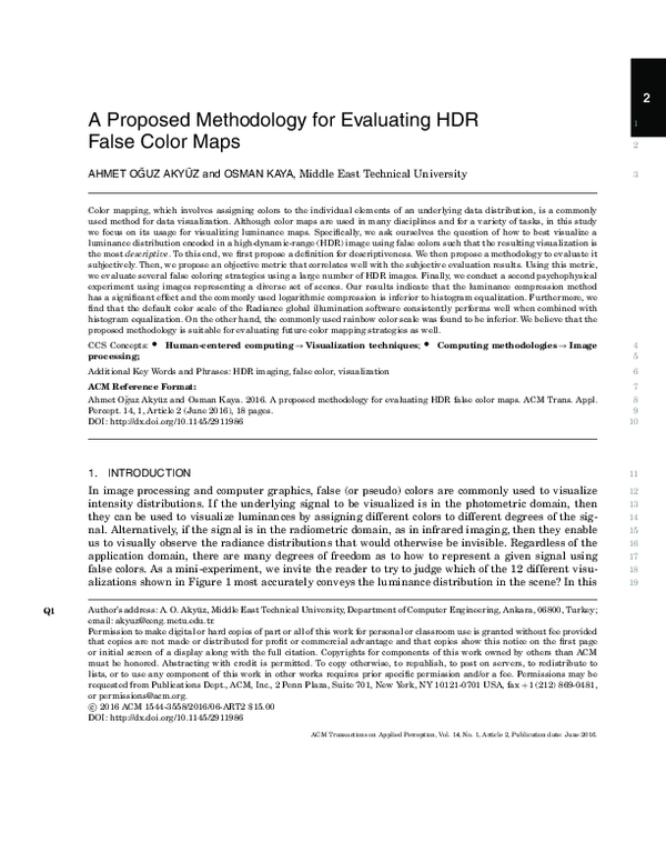 (PDF) A Proposed Methodology for Evaluating HDR False Color Maps