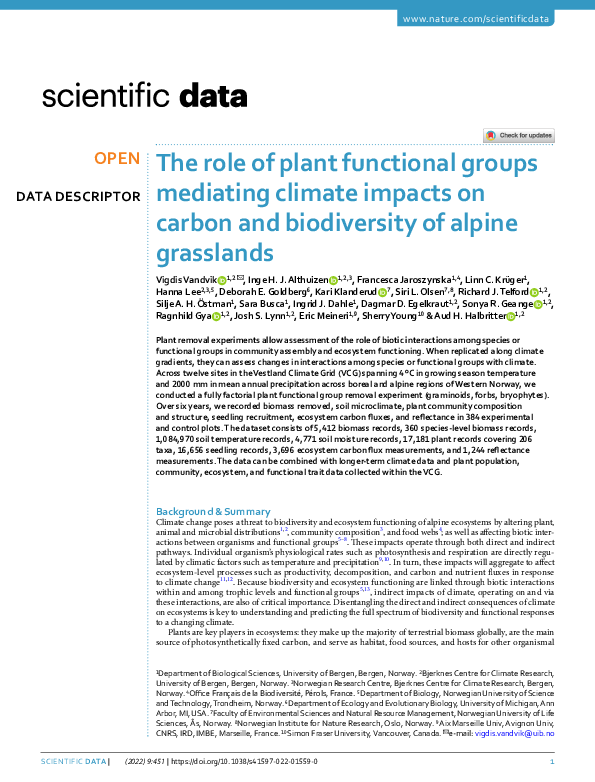 (PDF) The role of plant functional groups mediating climate impacts on ...