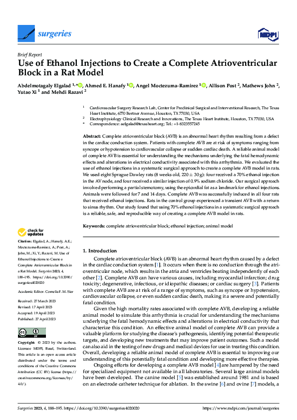 (PDF) Use of Ethanol Injections to Create a Complete Atrioventricular ...