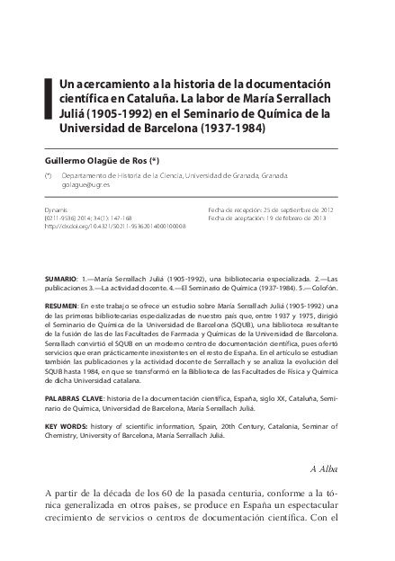 (PDF) Un acercamiento a la historia de la documentación científica en Cataluña: la labor de ...