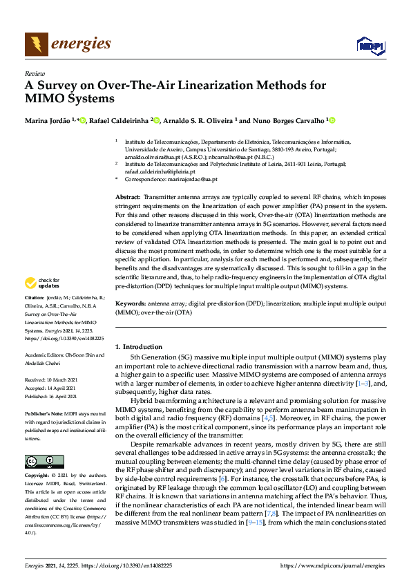 (PDF) A Survey on Over-The-Air Linearization Methods for MIMO Systems