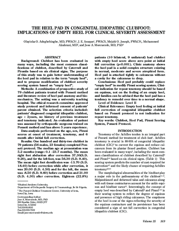 (PDF) The Heel Pad in Congenital Idiopathic Clubfoot: Implications of ...
