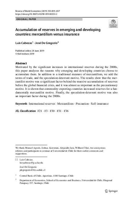 (PDF) Accumulation of reserves in emerging and developing countries ...
