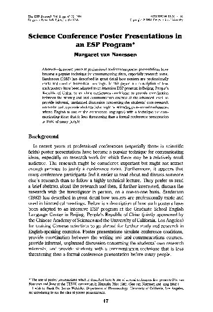 (PDF) Science conference poster presentations in an ESP program