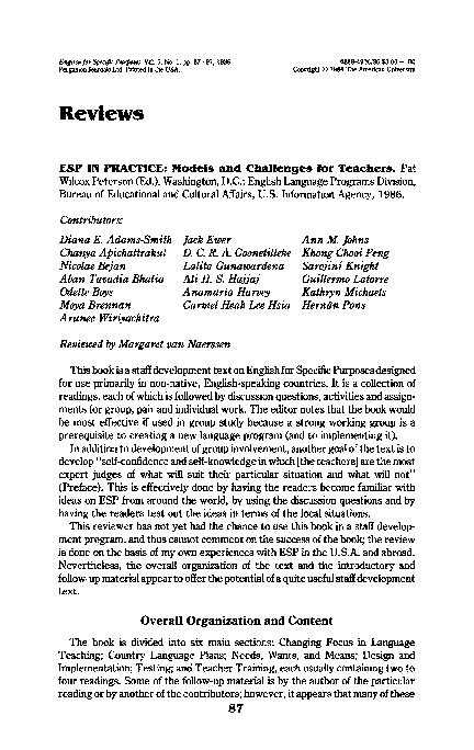 (PDF) ESP in practice: Models and challenges for teachers