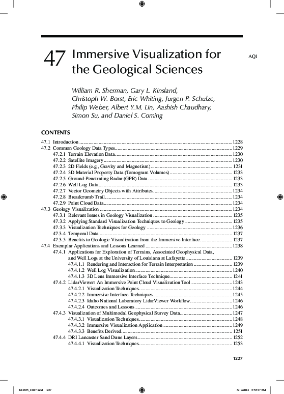 (PDF) Immersive Visualization for the Geological Sciences