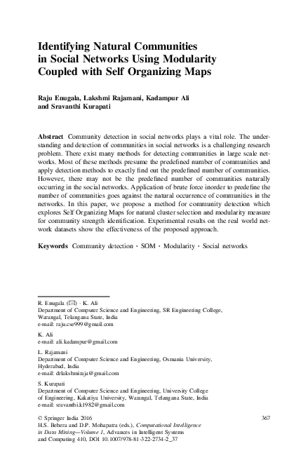(PDF) Identifying Natural Communities in Social Networks Using Modularity Coupled with Self ...