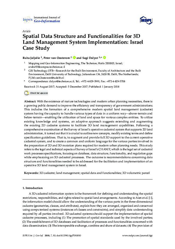 Pdf Spatial Data Structure And Functionalities For 3d Land Management 1949