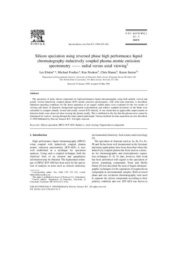 (PDF) Silicon speciation using reversed phase high performance liquid ...
