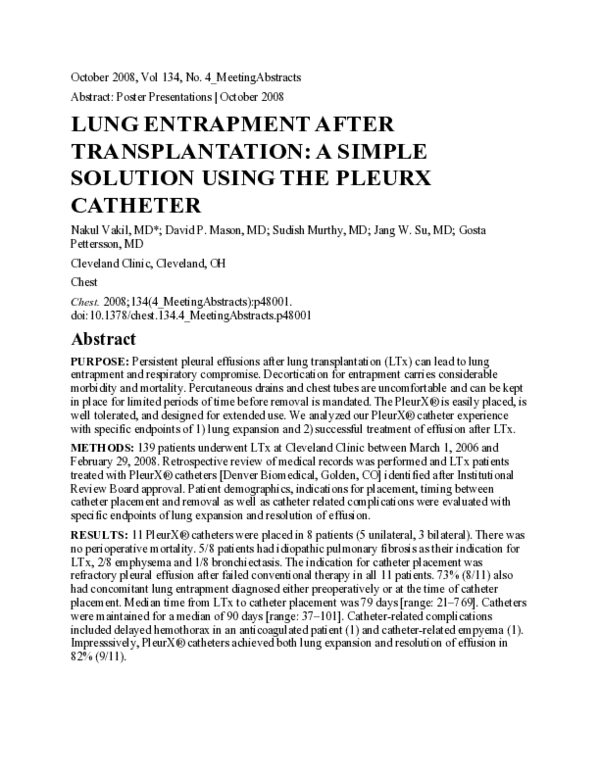 (PDF) Lung Entrapment After Transplantation: A Simple Solution Using ...