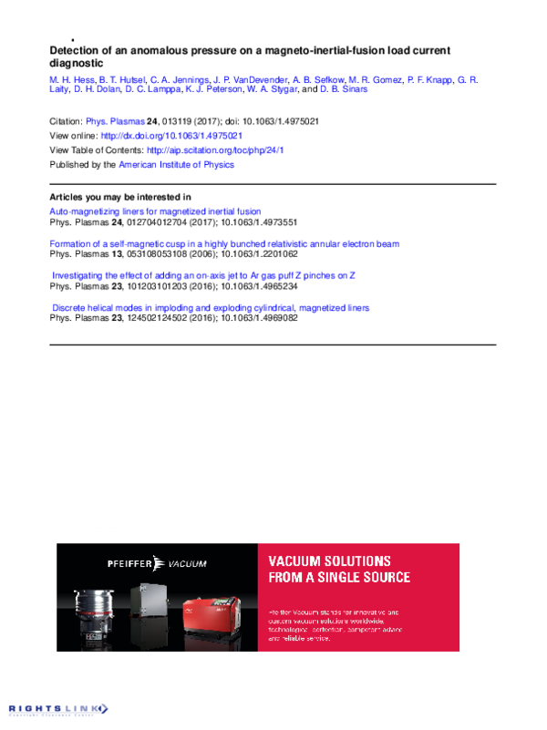 (PDF) Detection of an anomalous pressure on a magneto-inertial-fusion ...