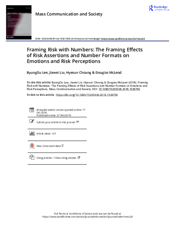 (PDF) Framing Risk with Numbers: The Framing Effects of Risk Assertions ...