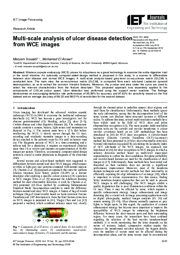 (PDF) Multi‐scale analysis of ulcer disease detection from WCE images