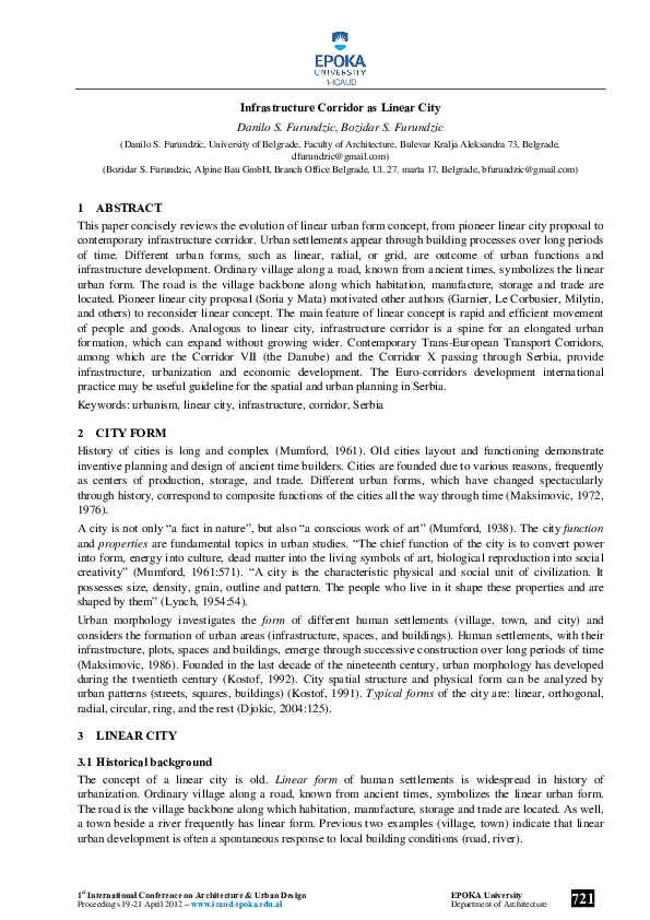 (PDF) Infrastructure Corridor as Linear City