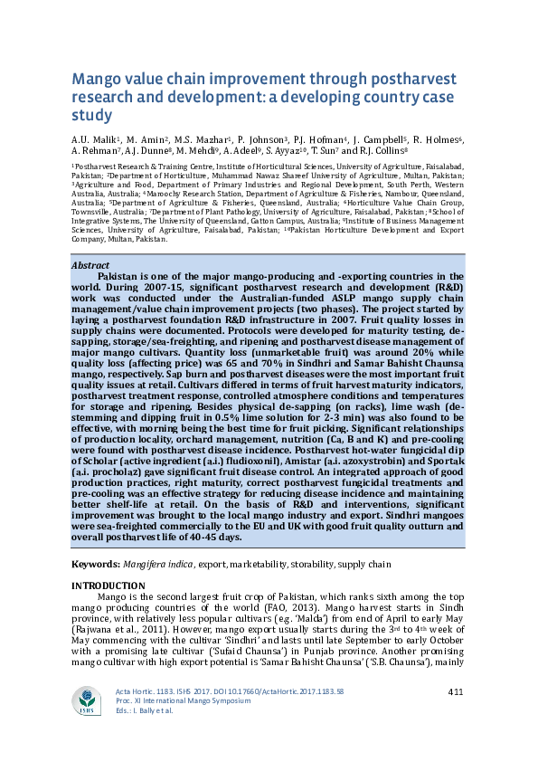 (PDF) Mango value chain improvement through postharvest research and ...