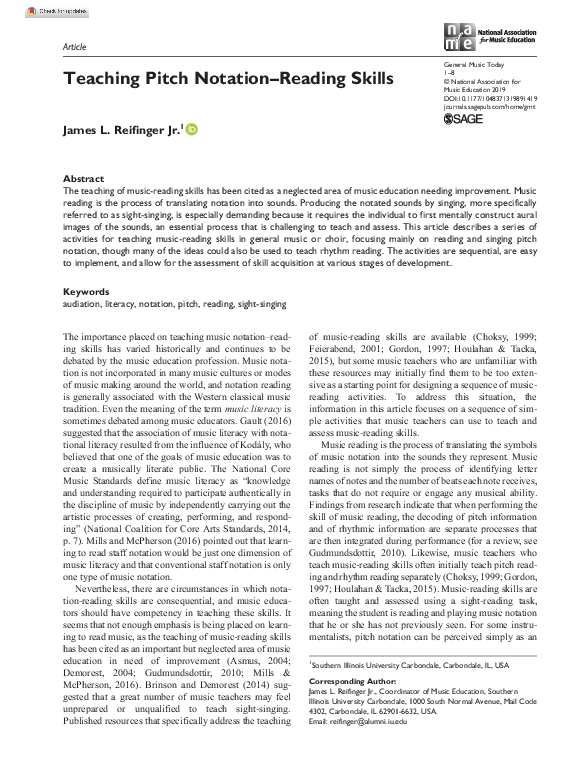 (PDF) Teaching Pitch Notation–Reading Skills