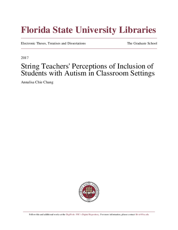 (PDF) String Teachers' Perceptions of Inclusion of Students with Autism ...