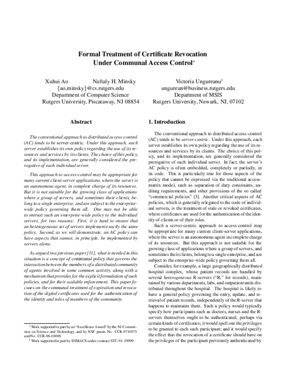 (PDF) Formal treatment of certificate revocation under communal access ...