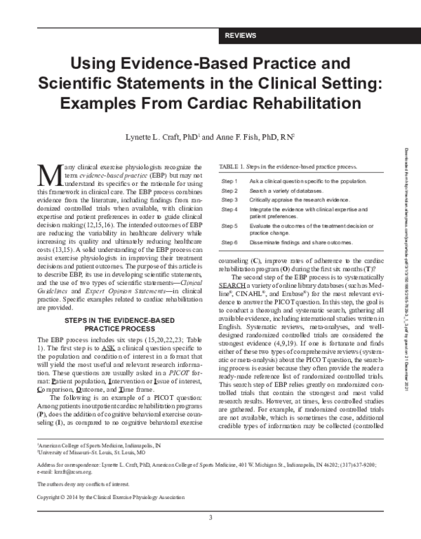 (PDF) Using Evidence-Based Practice and Scientific Statements in the ...