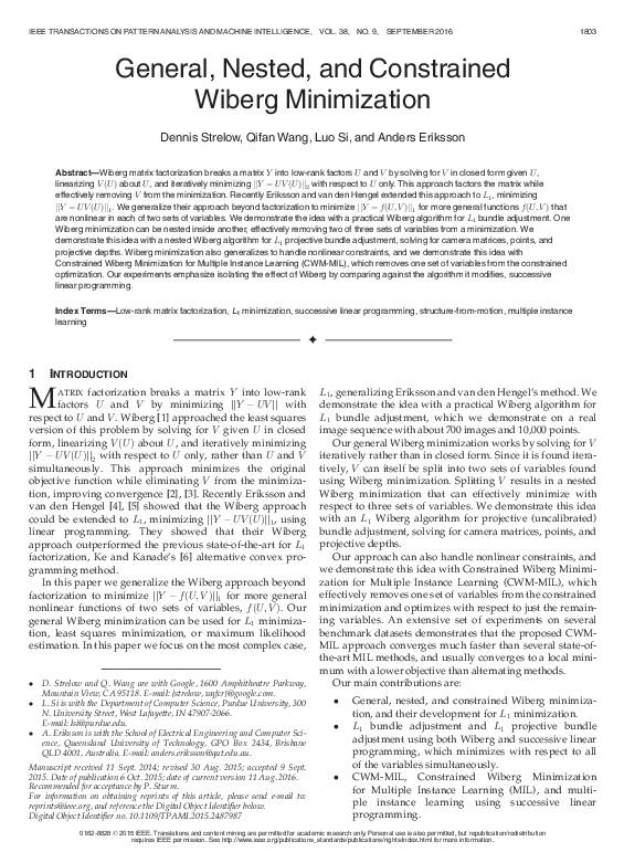 (PDF) General, Nested, and Constrained Wiberg Minimization