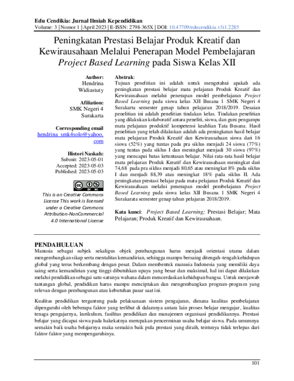 (PDF) Peningkatan Prestasi Belajar Produk Kreatif dan Kewirausahaan Melalui Penerapan Model ...