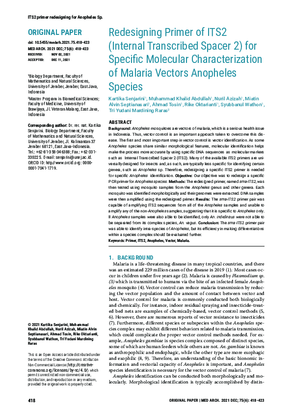 (PDF) Redesigning Primer of ITS2 (Internal Transcribed Spacer 2) for ...