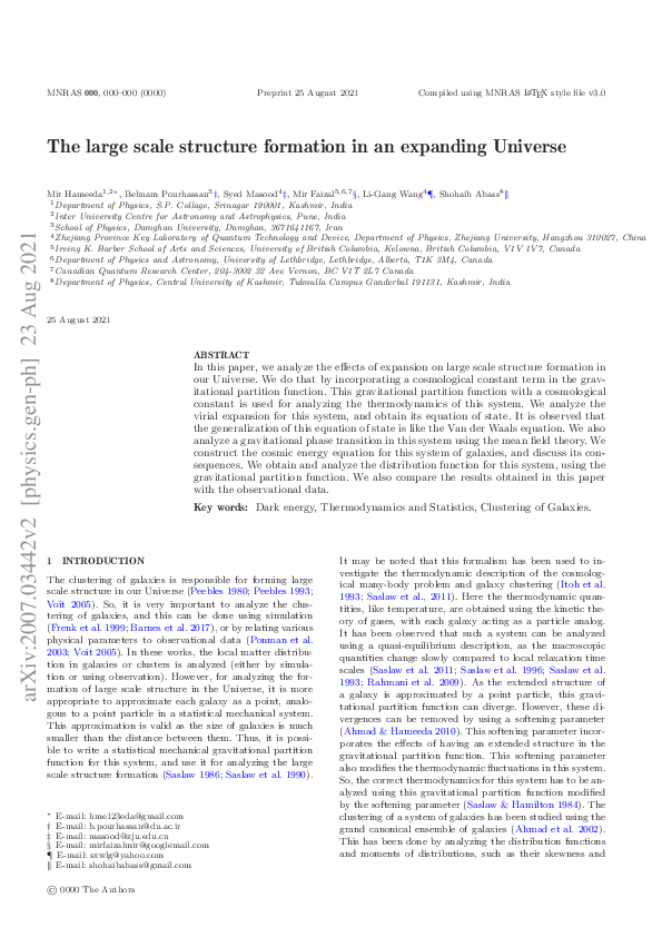 Pdf The Large Scale Structure Formation In An Expanding Universe
