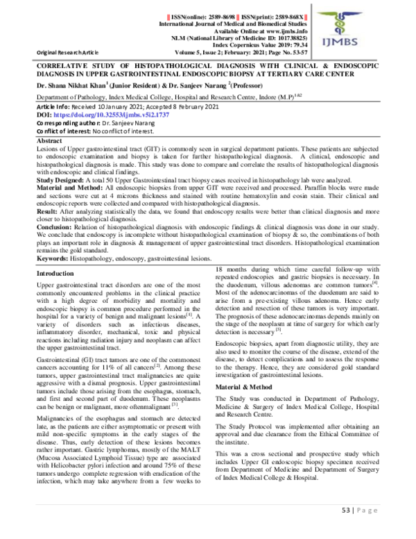 (PDF) Correlative Study of Histopathological Diagnosis with Clinical ...