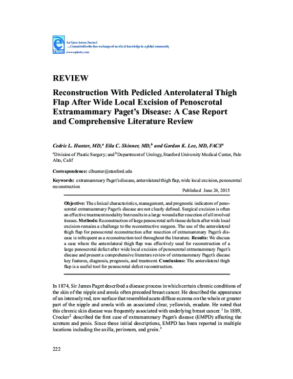 (PDF) Reconstruction With Pedicled Anterolateral Thigh Flap After Wide ...